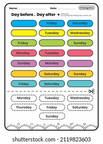 Days Week Cut Paste Printable Activity Stock Illustration 2119823603 ...