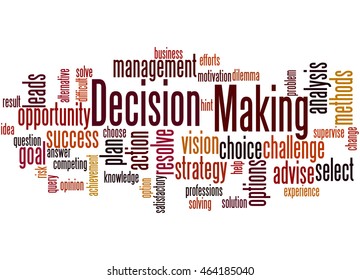 Decision Making Word Cloud Concept On: ภาพประกอบสต็อก 464185040 ...