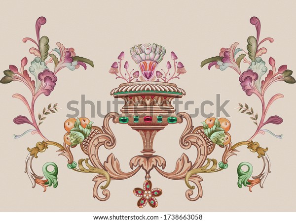 Decorated Elegant Luxurious Patterns Rococo Baroque Stock Illustration ...
