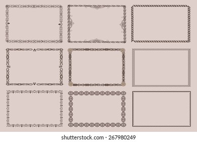 Decorative Vintage Frames Borders Set Vector Stock Vector (Royalty Free ...