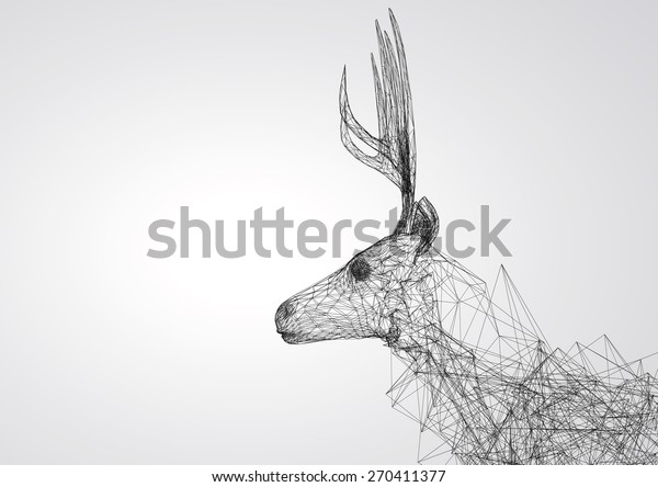 Deer Stylized Low Poly Wire Construction: ภาพประกอบสต็อก 270411377 ...