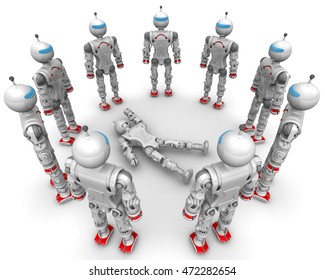 Defective Robot Surrounded Operable Operable Humanoid Stock ...