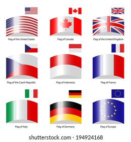 Nine Different Flags Major Countries Vector Stock Vector (Royalty Free ...