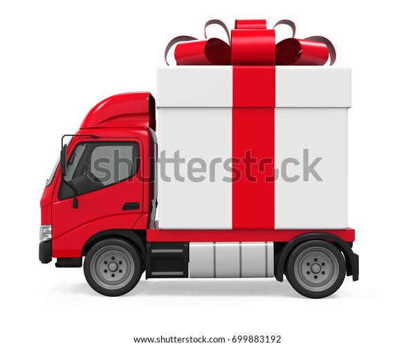 Delivery Van Gift Box Isolated 3d Stock Illustration 699883192 ...
