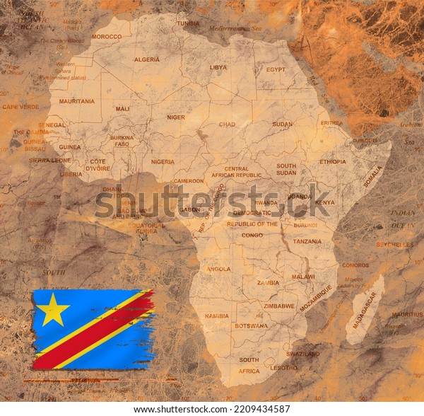 Democratic Republic Congo Flag Map African Stock Illustration ...