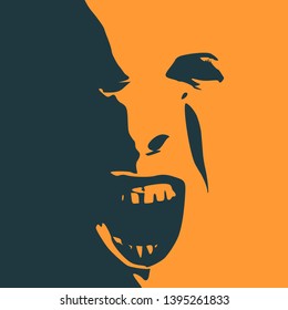 Demonic Ugly Face Devil Scream Character Stock Illustration 1395261833