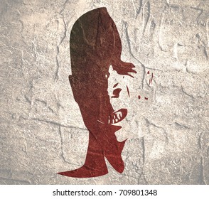 Demonic Ugly Face Devil Scream Character Stock Illustration 709801348 ...