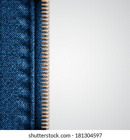 Zipper en denim. Aislado sobre un: vector de stock (libre de regalías ...