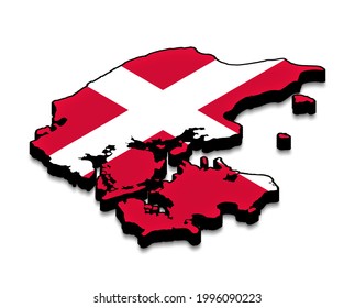Denmark Flag 3d Map Isometric View Stock Illustration 1996090223 ...