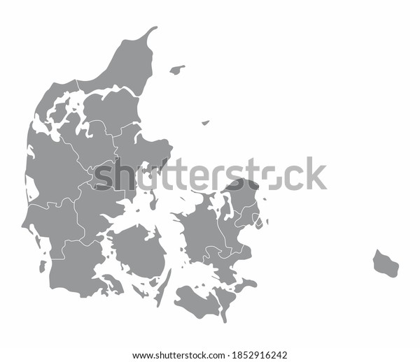 Denmark Isolated Map Divided Provinces Stock Illustration 1852916242 ...