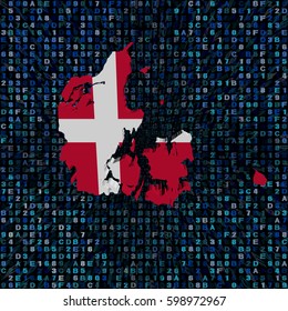 Denmark Map Flag On Hex Code Stock Illustration 598972967 | Shutterstock
