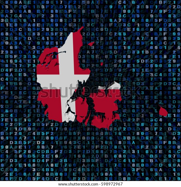 Denmark Map Flag On Hex Code Stock Illustration 598972967 | Shutterstock