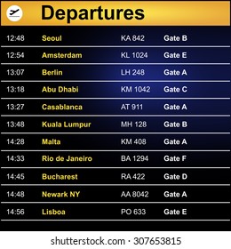Airport Electronic Board Schedule Departures Showing Stock Vector ...