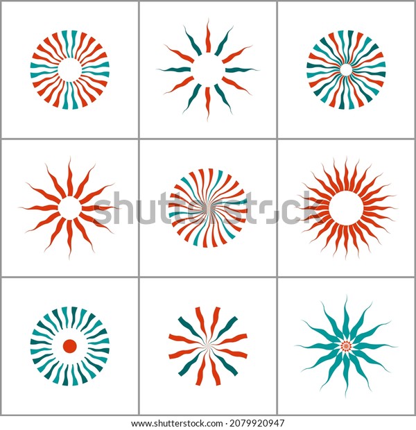 Design Elements Set Abstract Sun Star Stock Illustration 2079920947 ...