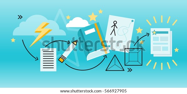 Design Process Banner Flat Concept Process Stock Illustration 566927905 ...