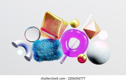 Design Shape Textured Glass Objects Flying Stock Illustration ...