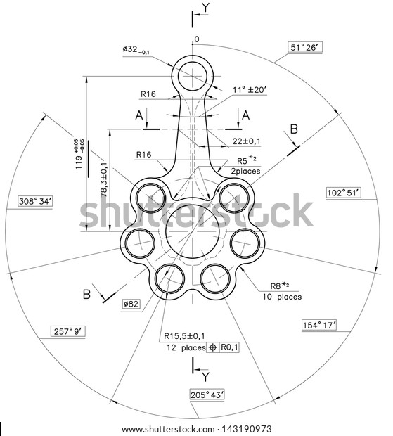 Design Technical Drawing Nonexistent Pistonrod Clipping Stock ...