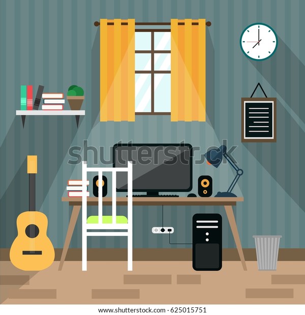 Desk Study Room Background Stock Illustration 625015751 | Shutterstock