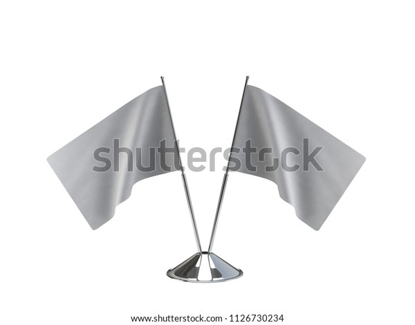 Desk Two Flag Mockup Isolated On Stock Illustration 1126730234