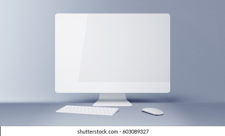 Desktop Blank White Computer Screen Mock Stock Illustration 603089327 ...