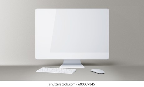 Desktop White Computer Isolated Screen Mock Stock Illustration 613442768