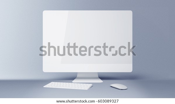 Desktop Blank White Computer Screen Mock Stock Illustration 603089327 ...