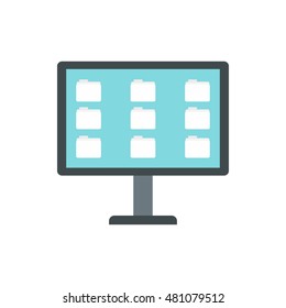 Desktop Computer Folders Icon Flat Style Stock Illustration 481079512 ...