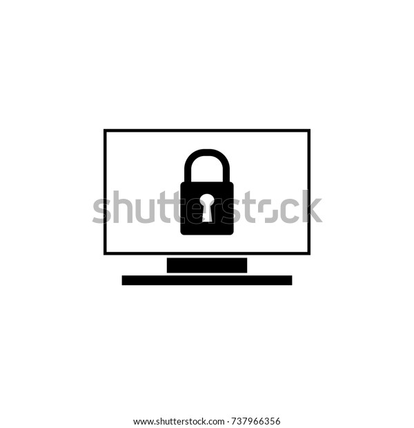 Desktop Computer Lock On Screen Icon Stock Illustration 737966356 ...