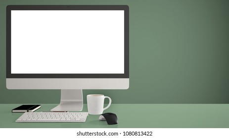 Mockup Desktop Computer Display Blank Screen Stock Photo (Edit Now ...