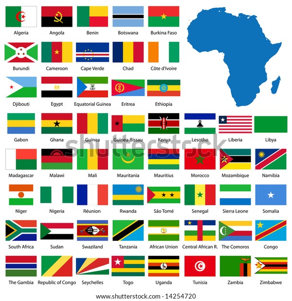 Detailed African Flags Map Manually Traced Stock Illustration 14254720