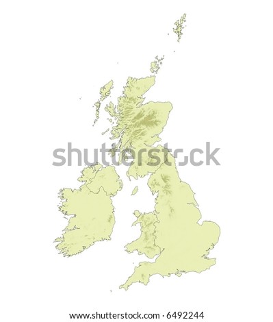 Detailed Map United Kingdom Elevation Relief Stock Illustration 6492244 ...