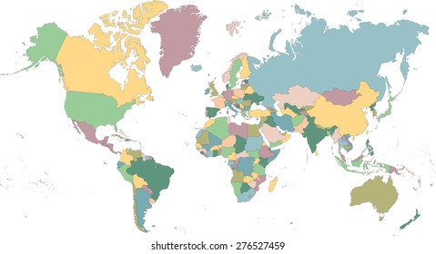 Detailed Map World Divided Into Countries Stock Illustration 276527459 ...