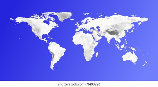 Detailed World Map Grayscale Elevation On Stock Illustration 3408226 ...