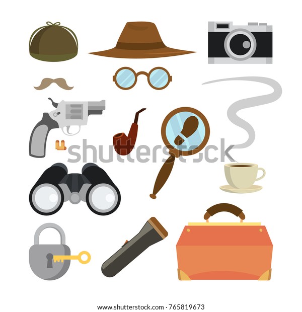Detective Items Set Tec Agent Accessories Stock Illustration 765819673 ...