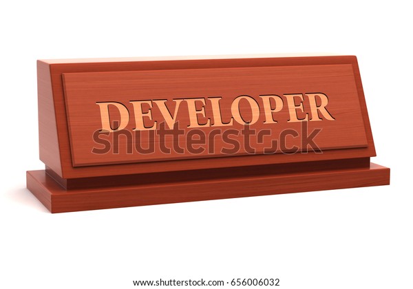 Developer Job Title On Nameplate 3d Stock Illustration 656006032 ...