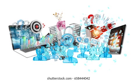 Devices Business Objects Connected Together On Stock Illustration ...
