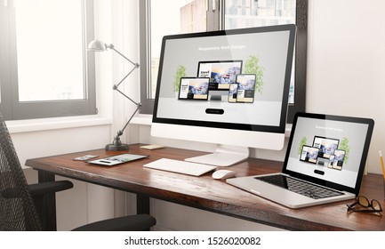 Modern Computer Monitor Social Network Icons Stock Illustration ...