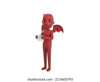 Devil Character Reading Paper Looking Camera Stock Illustration ...