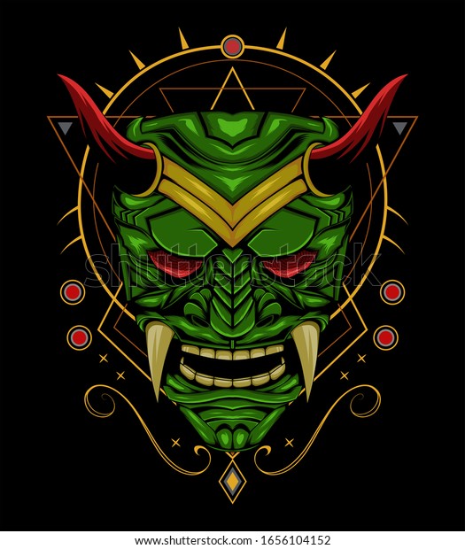 Devil Face Illustration Head Demon Japanese Stock Illustration ...