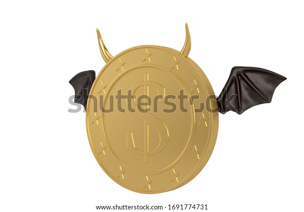 Devil Gold Coin Isolated On White Stock Illustration 1691774731 ...