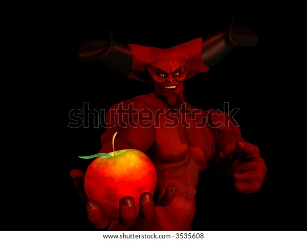 Devil Offering Apple Halloween On Way Stock Illustration 3535608