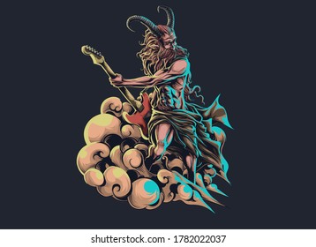 Devil Playing Guitar On Clouds Stock Illustration 1782022037 | Shutterstock