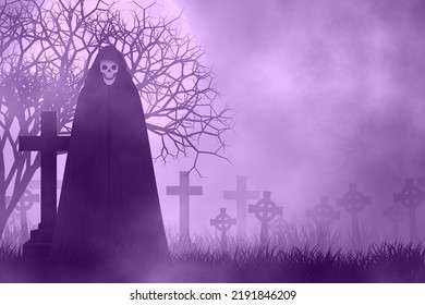 Devil Standing On Graveyard Horror Night Stock Illustration 2191846209 ...