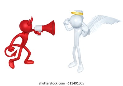 Devil Yelling Angel Original 3d Characters Stock Illustration 611401805 ...