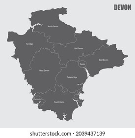 Devon County Isolated Map Divided Districts Stock Illustration ...