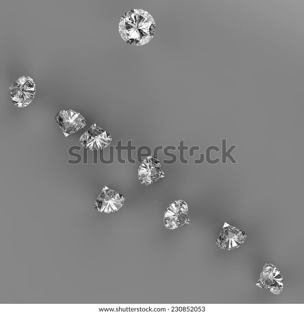 Diamonds 3d Composition On Grey Background Stock Illustration 230852053