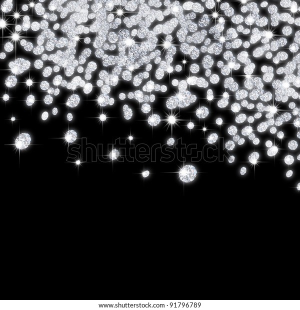 Diamonds Falling On Black Background Stock Illustration 91796789