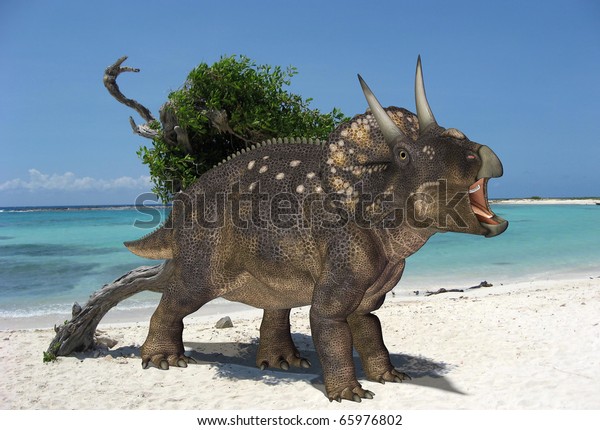 Diceratops On Beach Stock Illustration 65976802 | Shutterstock
