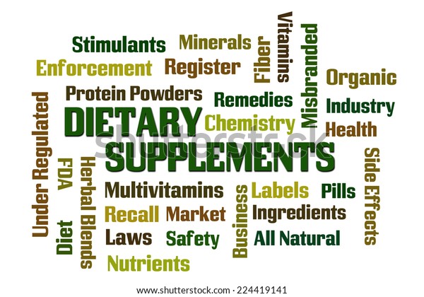 Dietary Supplements Word Cloud On White Stock Illustration 224419141