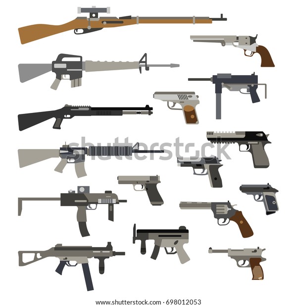 Different Automatic Weapons Guns Pistols Military Stock Illustration ...
